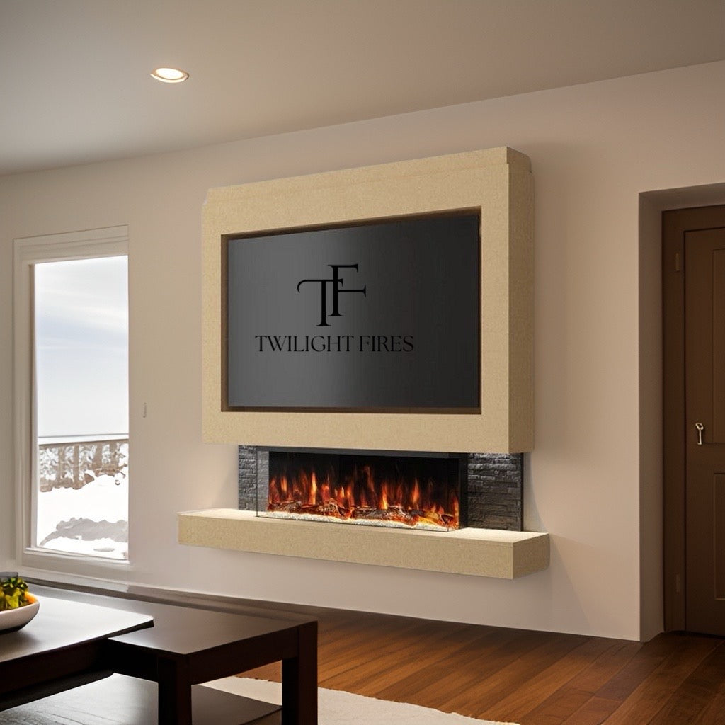 Amalfi 72" Pre-Built Media Wall Fireplace - Electric Fire Package