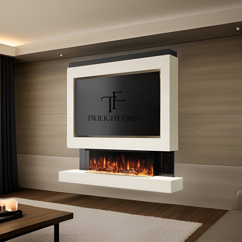 Amalfi 72" Pre-Built Media Wall Fireplace - Electric Fire Package