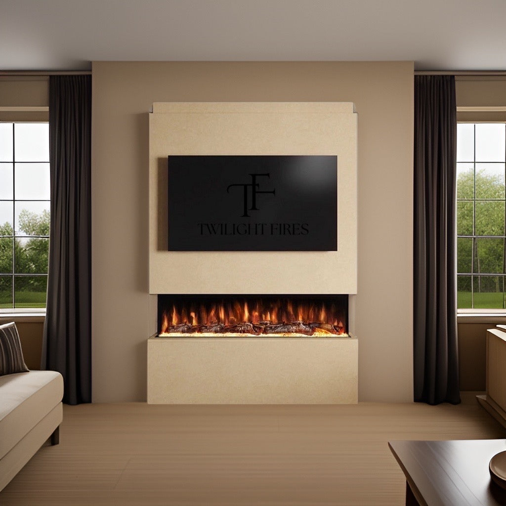 Phoenix 54" Pre-Built Media Wall Fireplace - Electric Fire Package