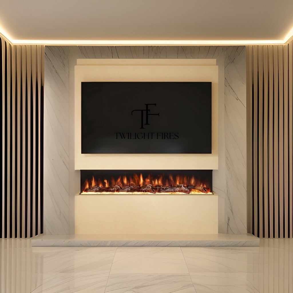 Phoenix 64" Pre-Built Media Wall Fireplace - Electric Fire Package