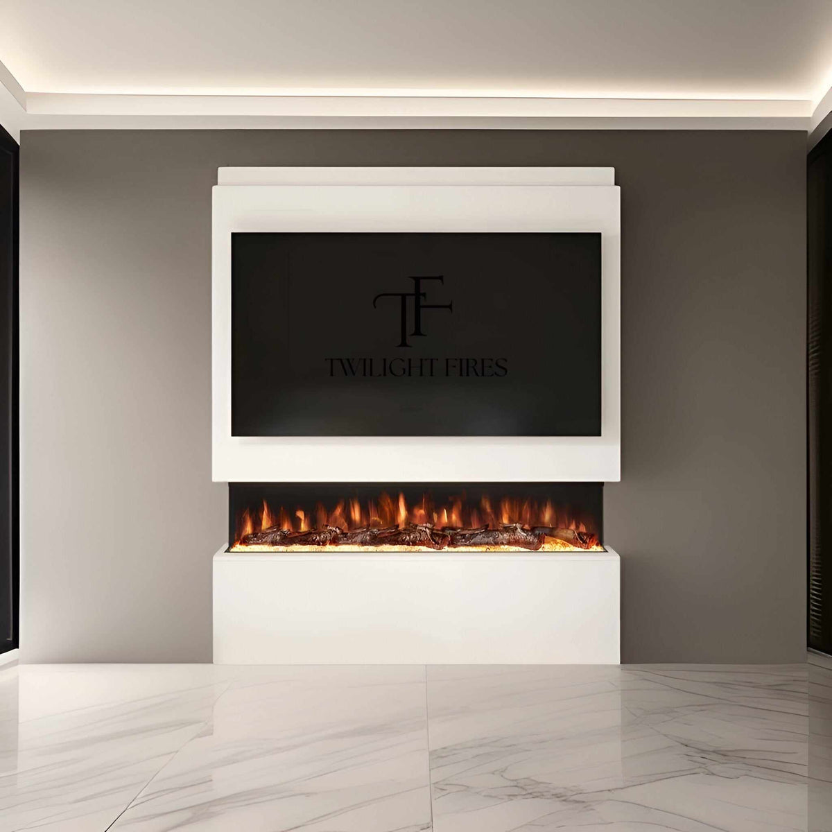 Phoenix 64" Pre-Built Media Wall Fireplace - Electric Fire Package
