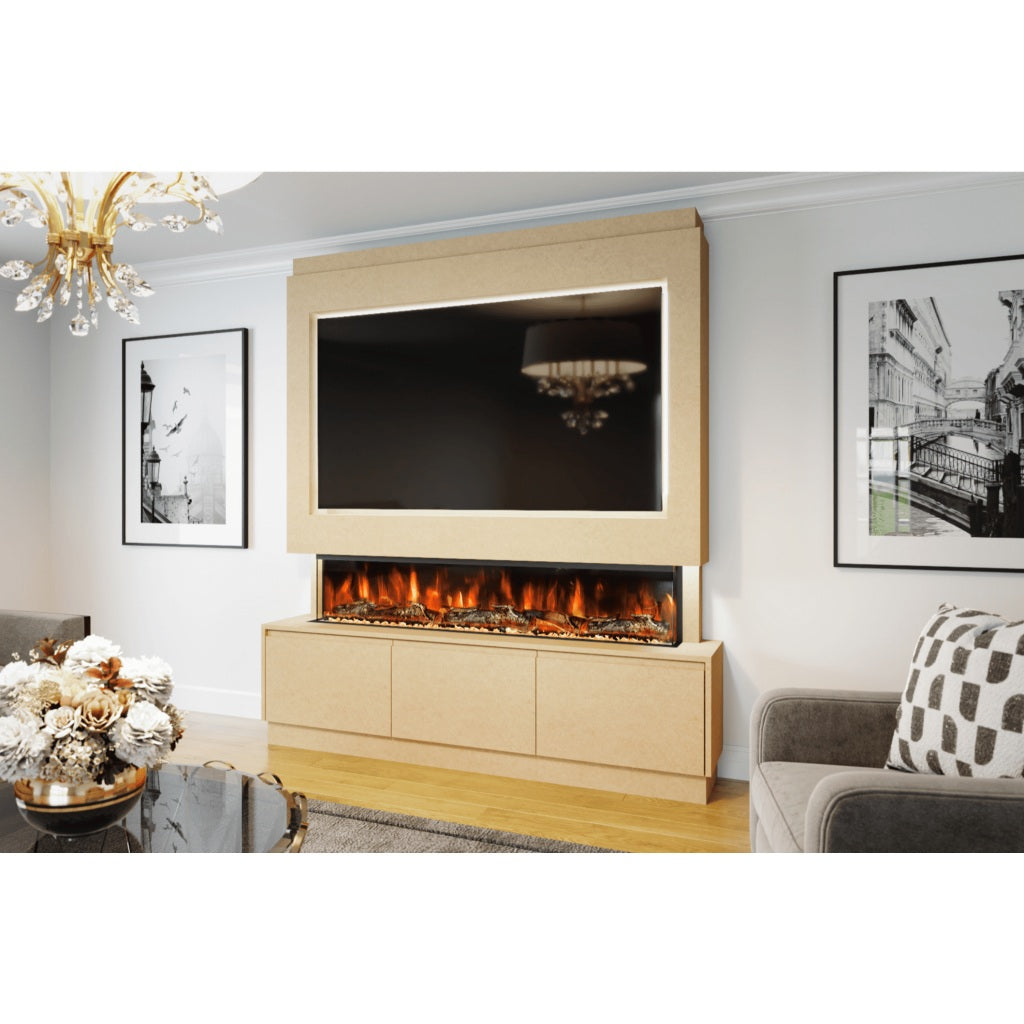 Sicily 72" Pre-Built Media Wall Fireplace - Electric Fire Package