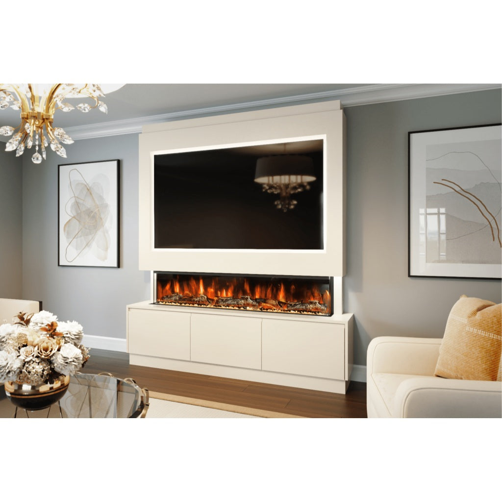 Sicily 72" Pre-Built Media Wall Fireplace - Electric Fire Package