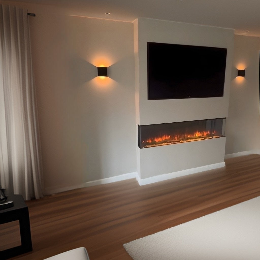 Slimline Panoramic HD Electric Fire 1/2/3 Sided Media Wall Electric ...