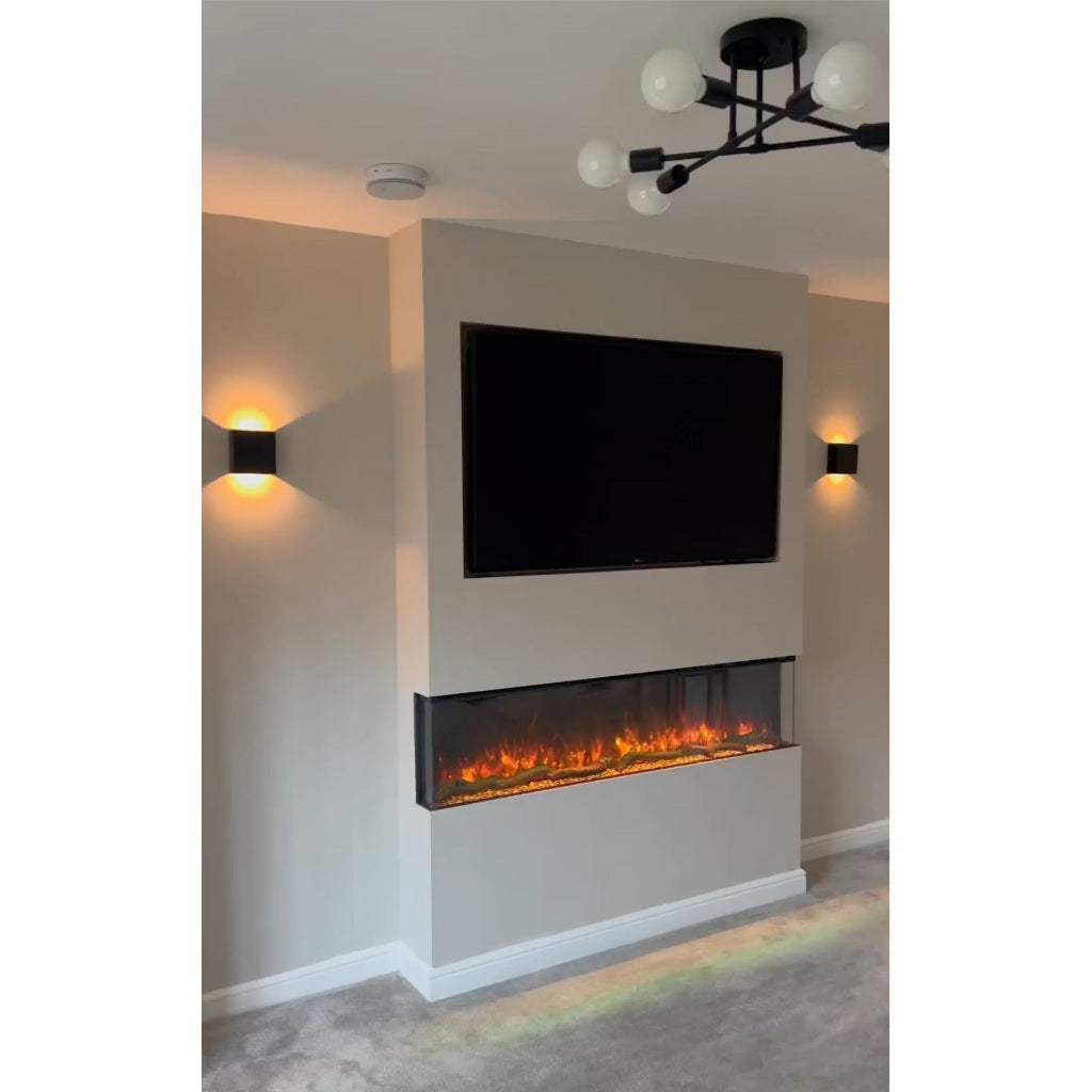 Slimline Panoramic HD Electric Fire 1/2/3 Sided Media Wall Electric ...