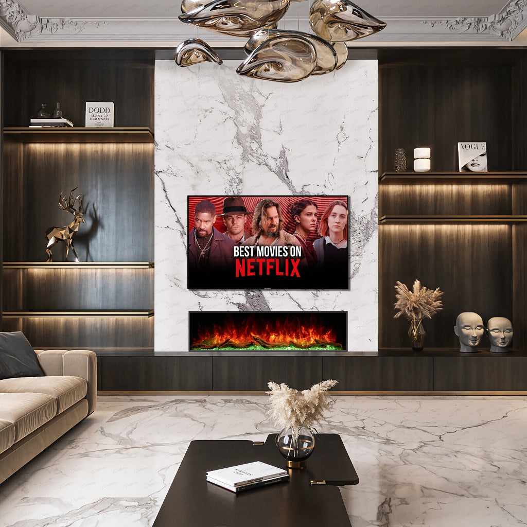 Luvelle 50” 3D Panoramic Media Wall Electric Fire (1300mm, 1–3 Sided)