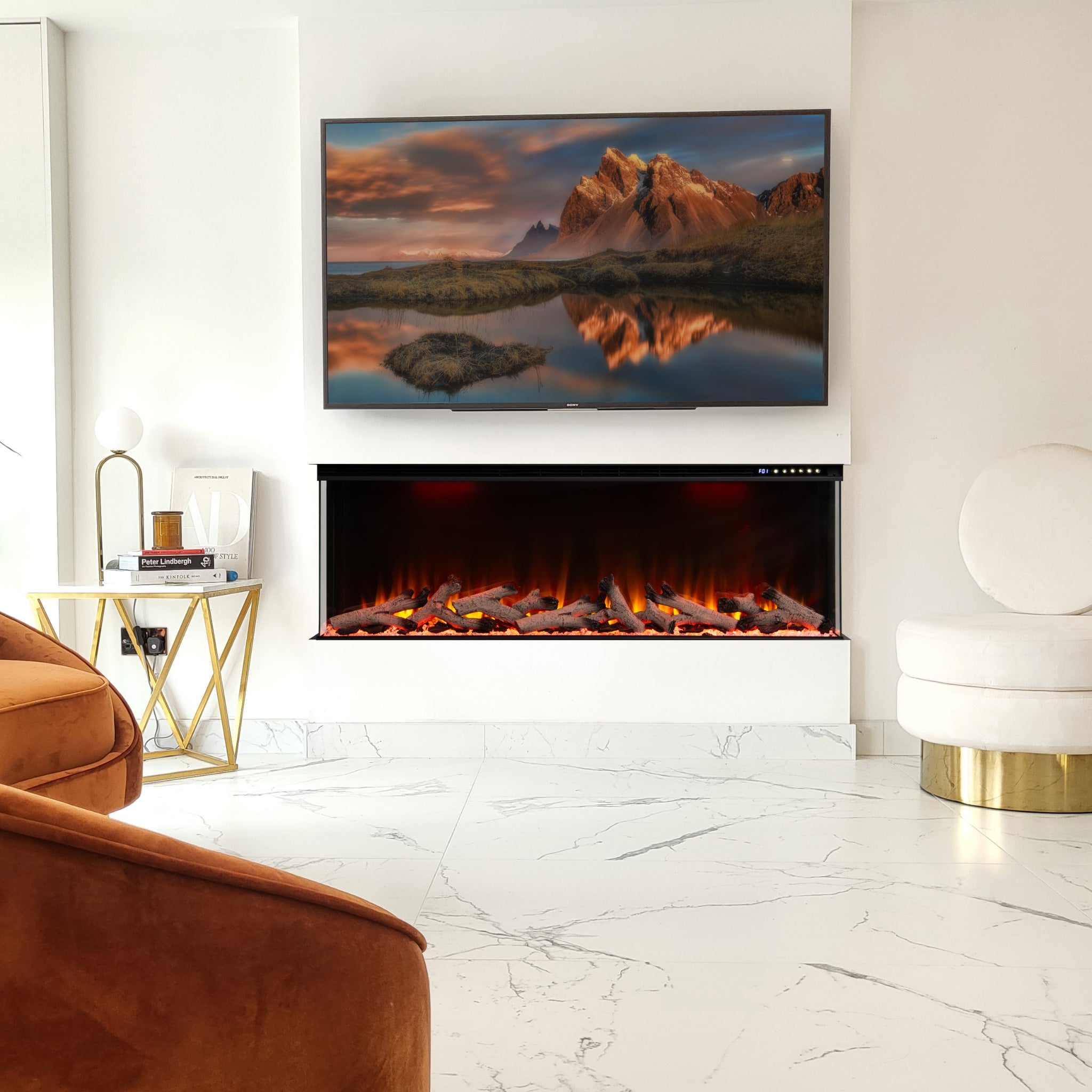 Panoramic Smart WiFi Media Wall Fire – 1/2/3 Sided Electric Fireplace ...