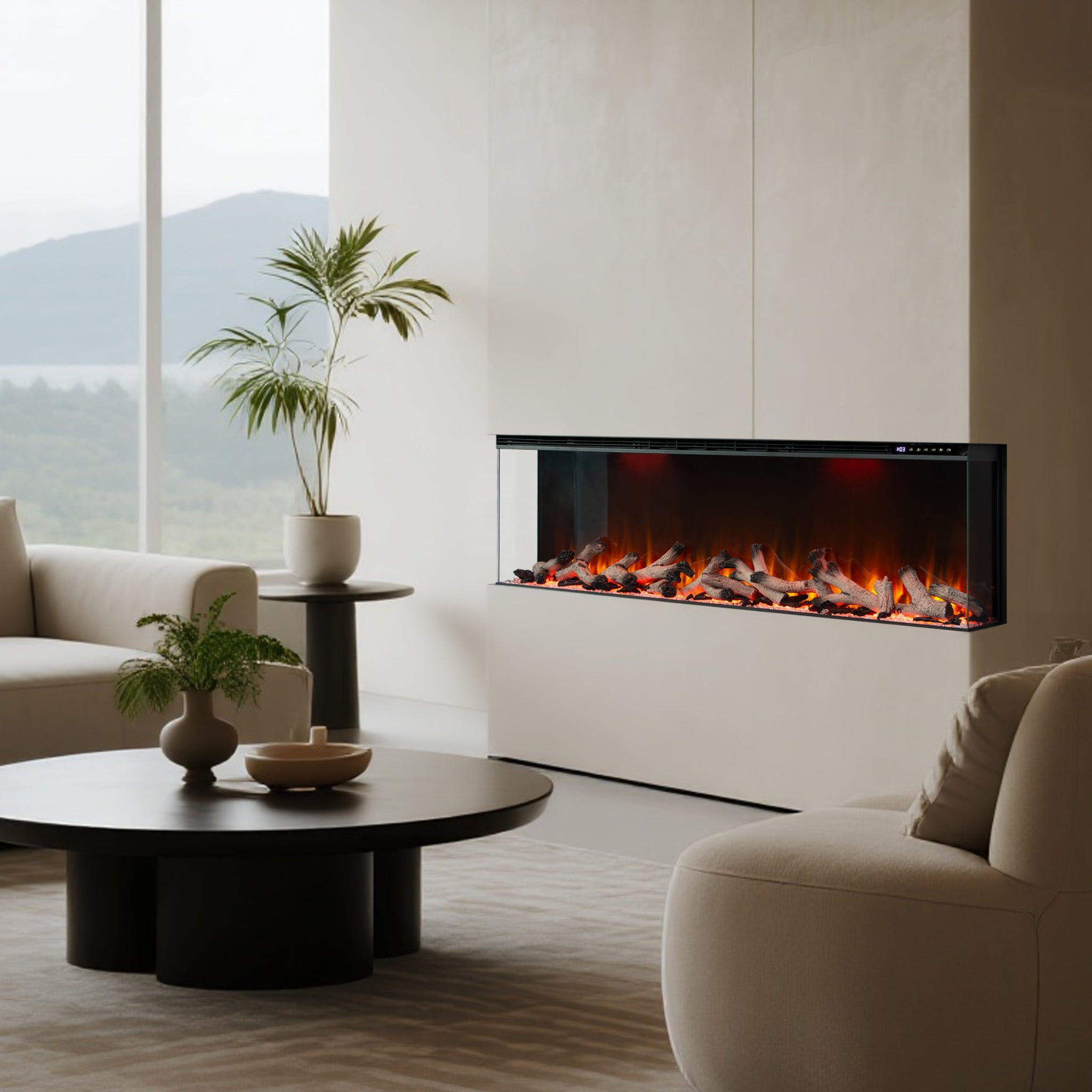 Panoramic Smart WiFi Media Wall Fire – 1/2/3 Sided Electric Fireplace ...