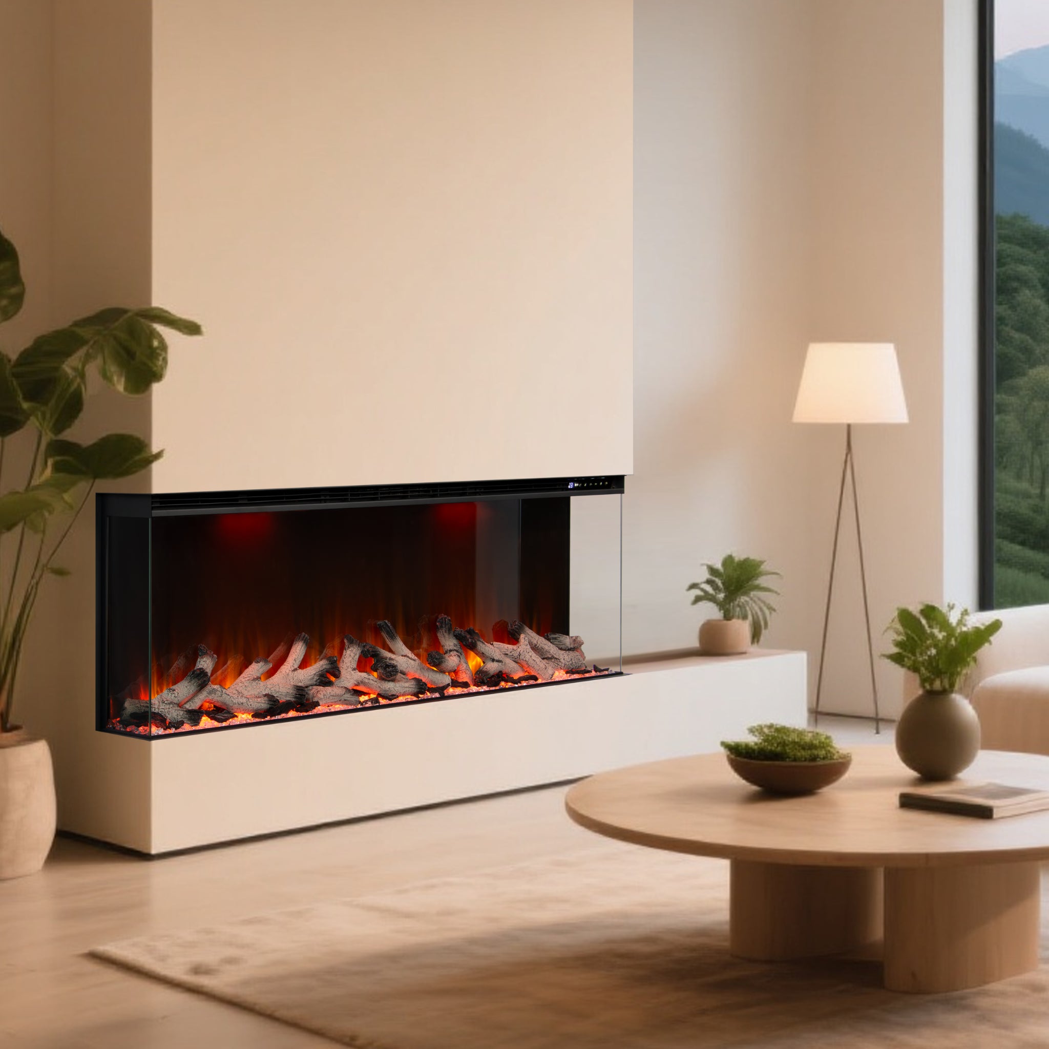 Panoramic Smart WiFi Media Wall Fire – 1/2/3 Sided Electric Fireplace ...