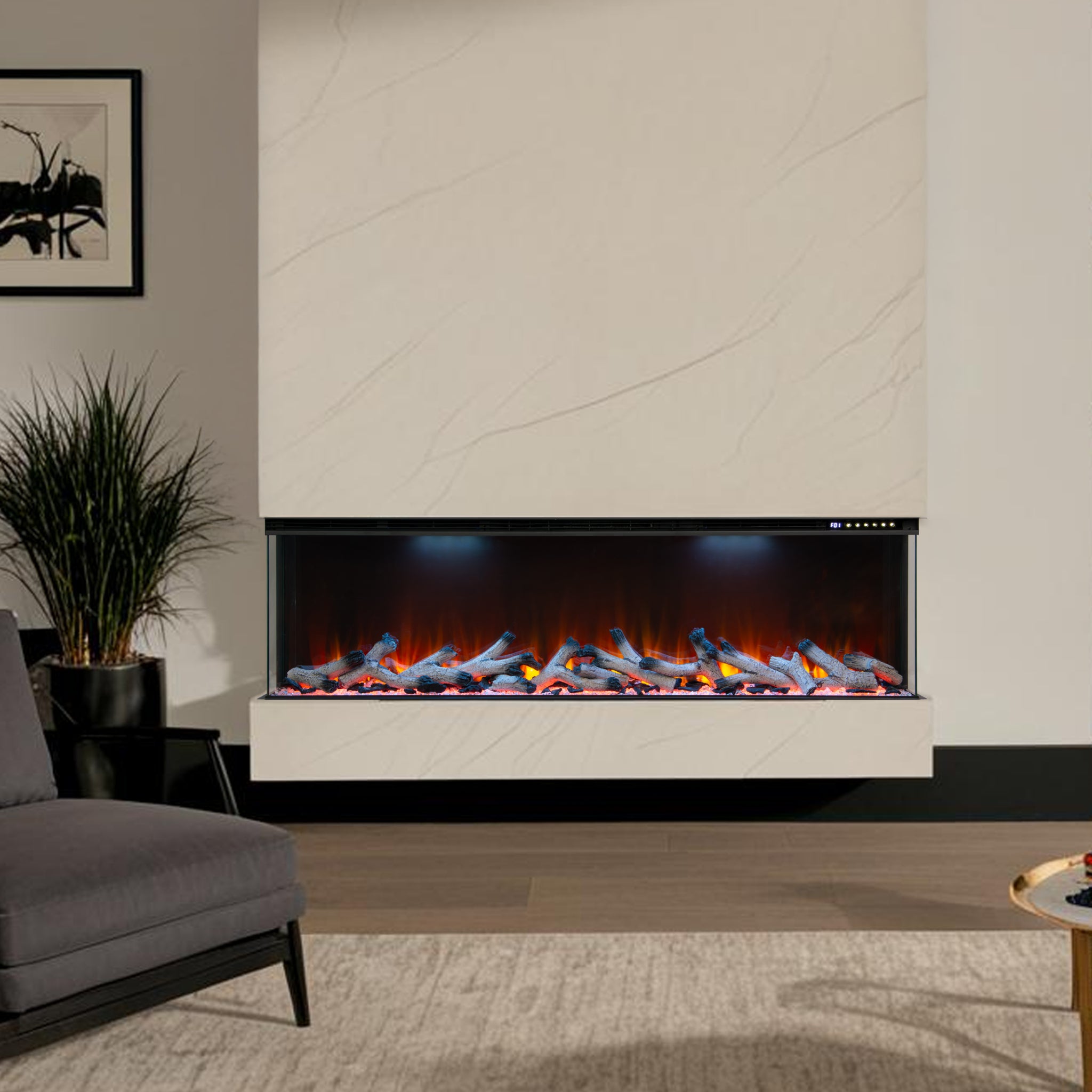 Panoramic Smart WiFi Media Wall Fire – 1/2/3 Sided Electric Fireplace ...