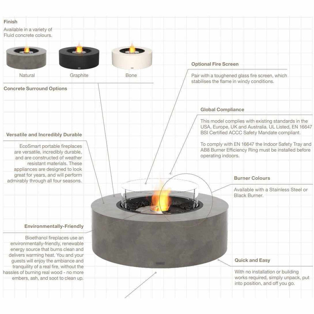 EcoSmart Fire Ark 40 Bioethanol Fire Pit Table