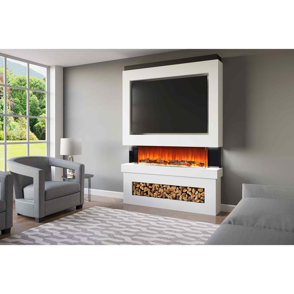 Milan 58" Pre-Built Media Wall Fireplace - Electric Fire Package