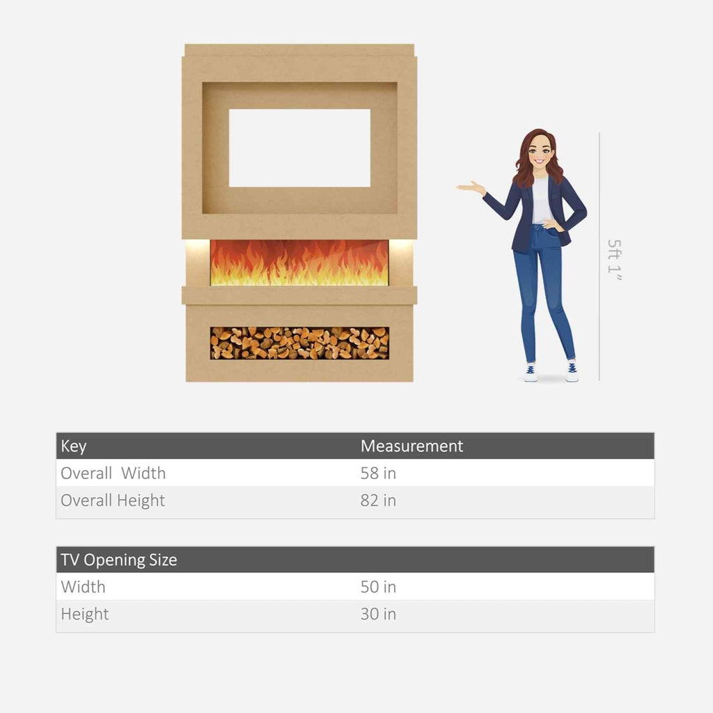 Milan 58" Pre-Built Media Wall Fireplace - Electric Fire Package