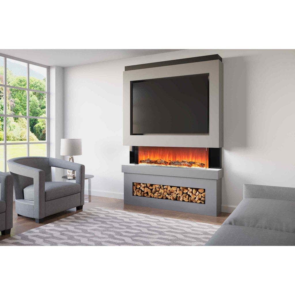 Milan 58" Pre-Built Media Wall Fireplace - Electric Fire Package