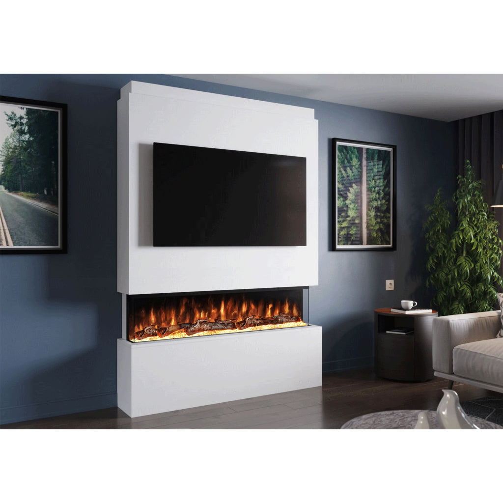 Phoenix 54" Pre-Built Media Wall Fireplace - Electric Fire Package