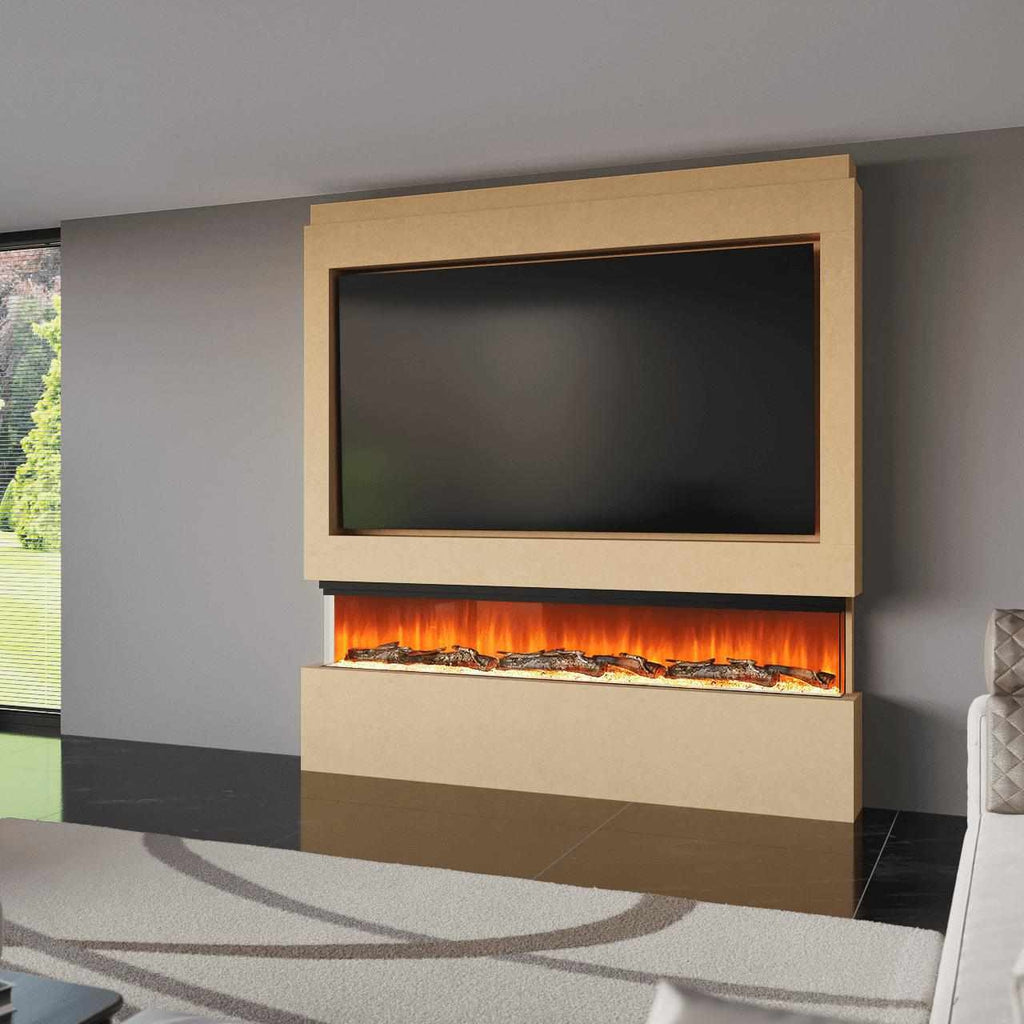 Sorrento 76" Pre-Built Media Wall Fireplace - Electric Fire Package