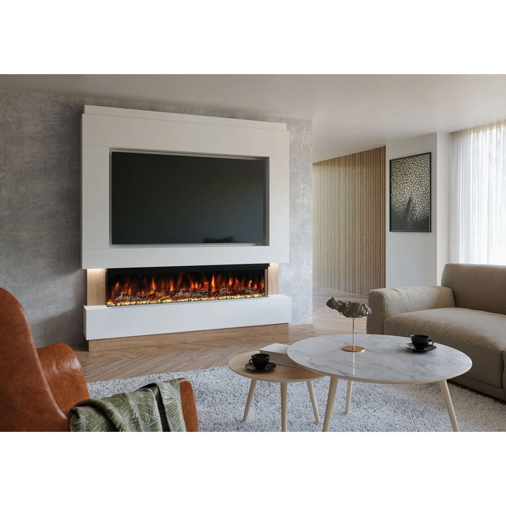 Teramo 74" Pre-Built Media Wall Fireplace - Electric Fire Package