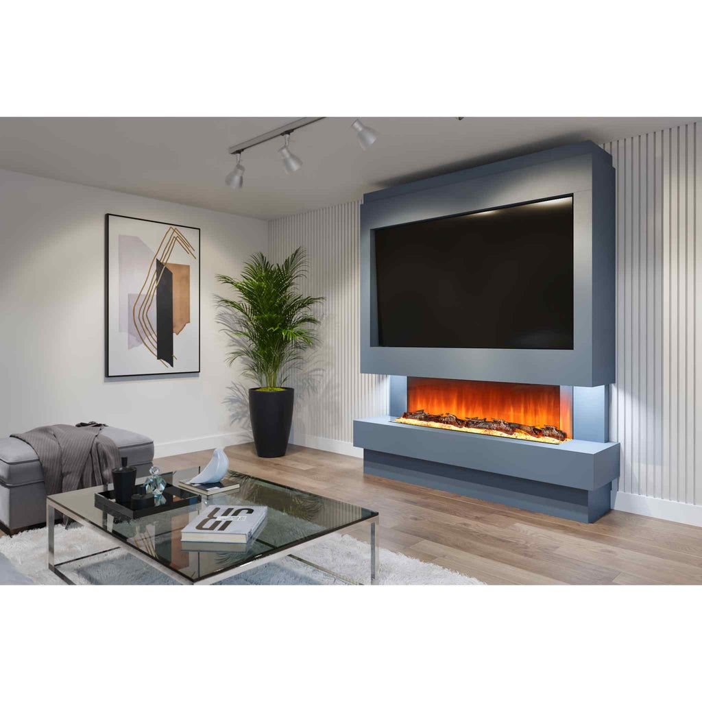 Venice 70" Pre-Built Media Wall Fireplace - Electric Fire Package