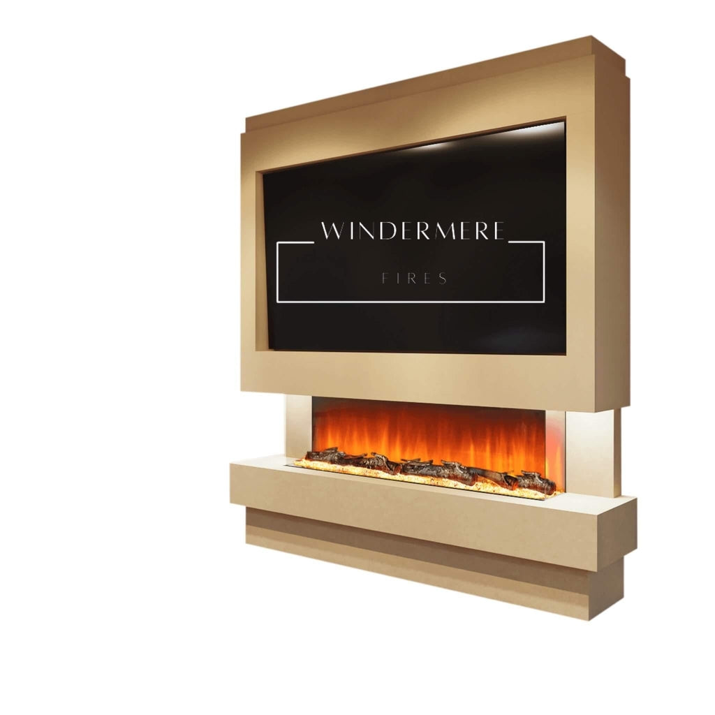 Venice 70" Pre-Built Media Wall Fireplace - Electric Fire Package